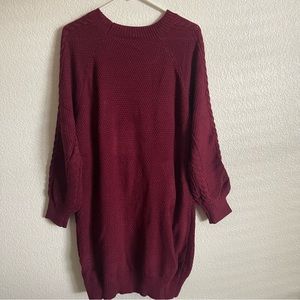 Dresses | Nwt Burgundy Cable Knit Sweater Mini Dress Long Sleeve Casual Dress | Poshmark